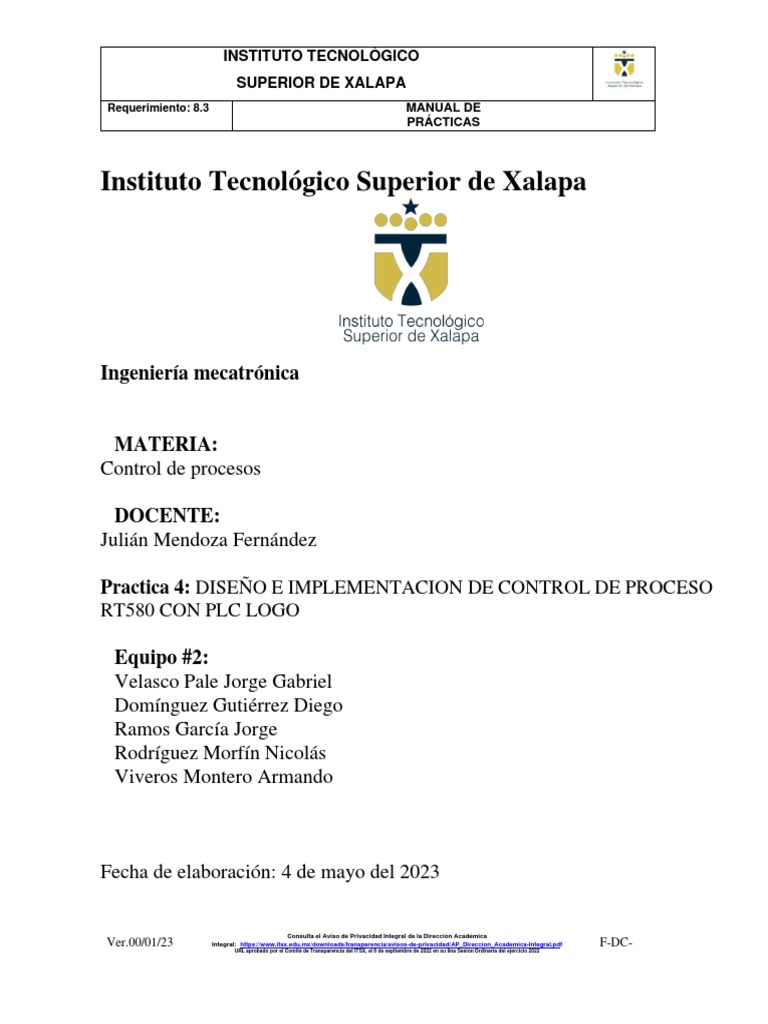 U2 - P4 - Diseño e Implementacion de Control de Proceso RT580 Con PLC ...