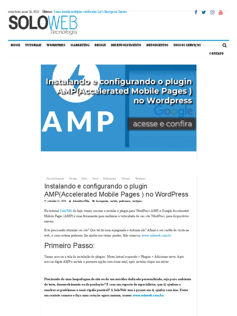 Instalando e Configurando o Plugin AMP (Accelerated Mobile Pages) No WordPress - SOLOWEB ...