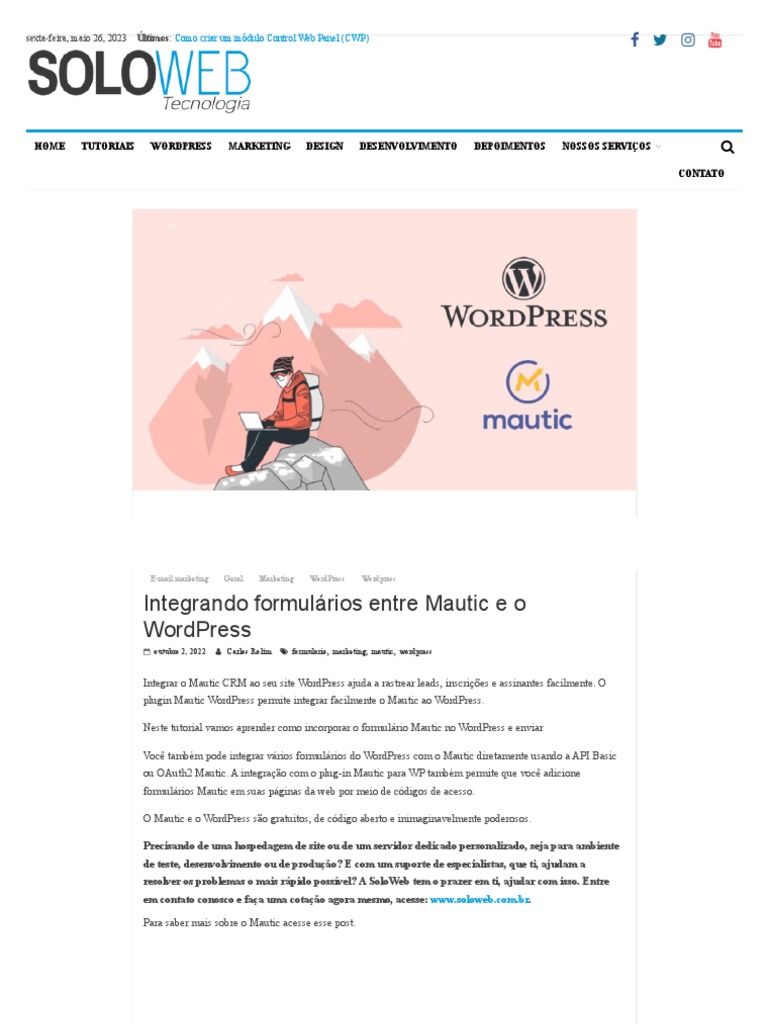 Integrando Formulários Entre Mautic e o Wordpress - SOLOWEB Tecnologia | PDF | WordPress | Plug ...