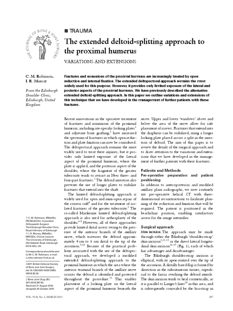 The Extended Deltoid-Splitting Approach To The Proximal Humerus | PDF ...