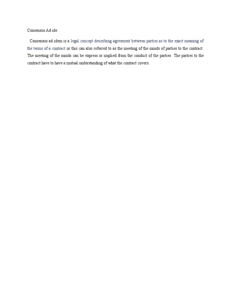 Understanding Consensus Ad Idem | PDF