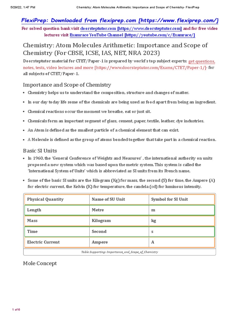 Chemistry | PDF | Stoichiometry | Mole (Unit)