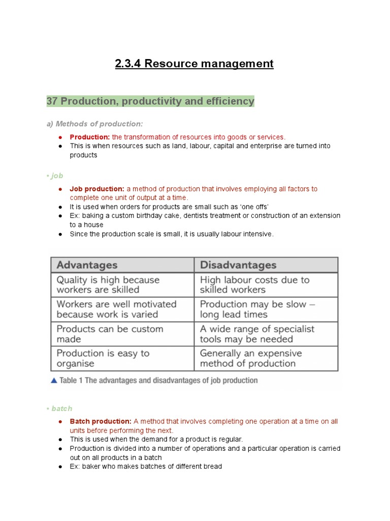 Production Methods & Efficiency Guide | PDF | Lean Manufacturing ...