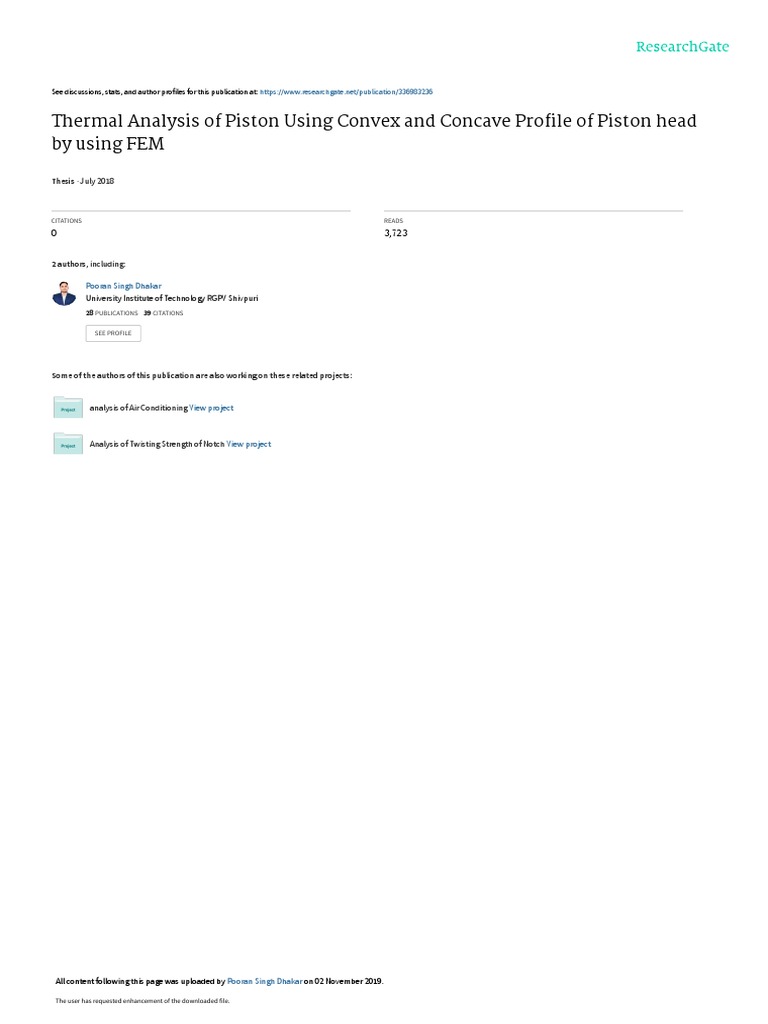 RGPV - Thermal Analysis of Piston Using Convex and Concave Profile of Piston Head by Using FEM ...