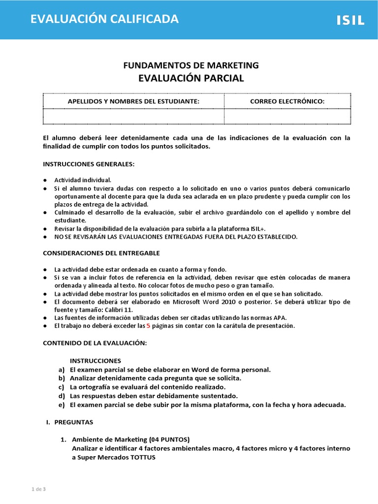 Examen Parcial Fundamentos de Marketing | PDF | Análisis FODA | Marketing