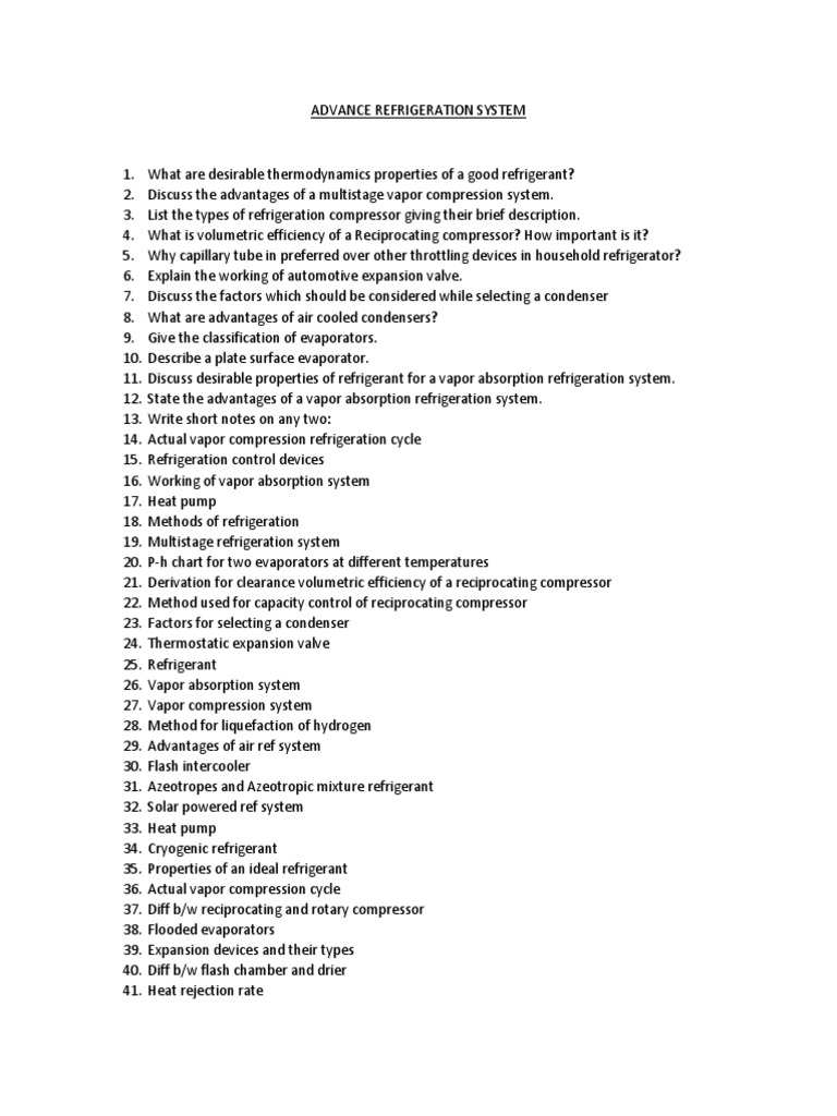 Advanced Refrigeration Systems Overview | PDF | Heat Pump | Chemical ...