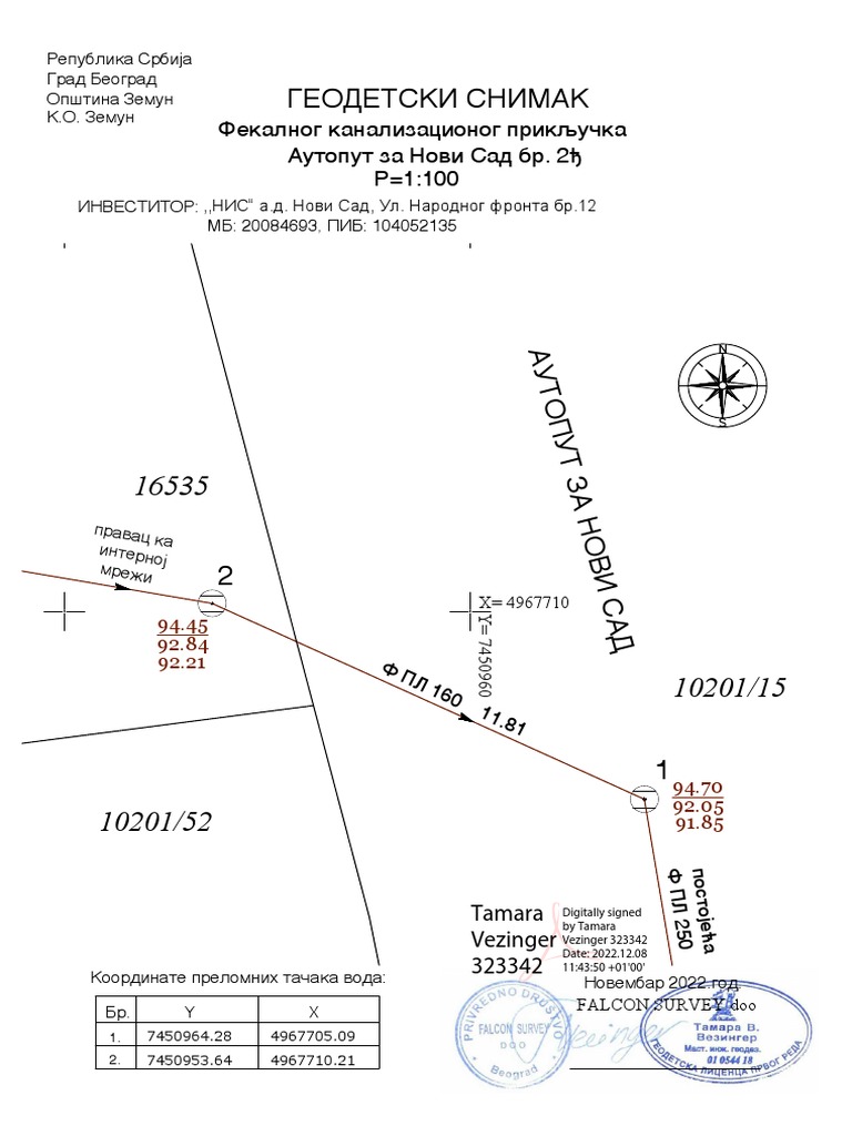 Geodetski Snimak Fekal.kanalizacionog Prik 16535 KO Zemun+ | PDF