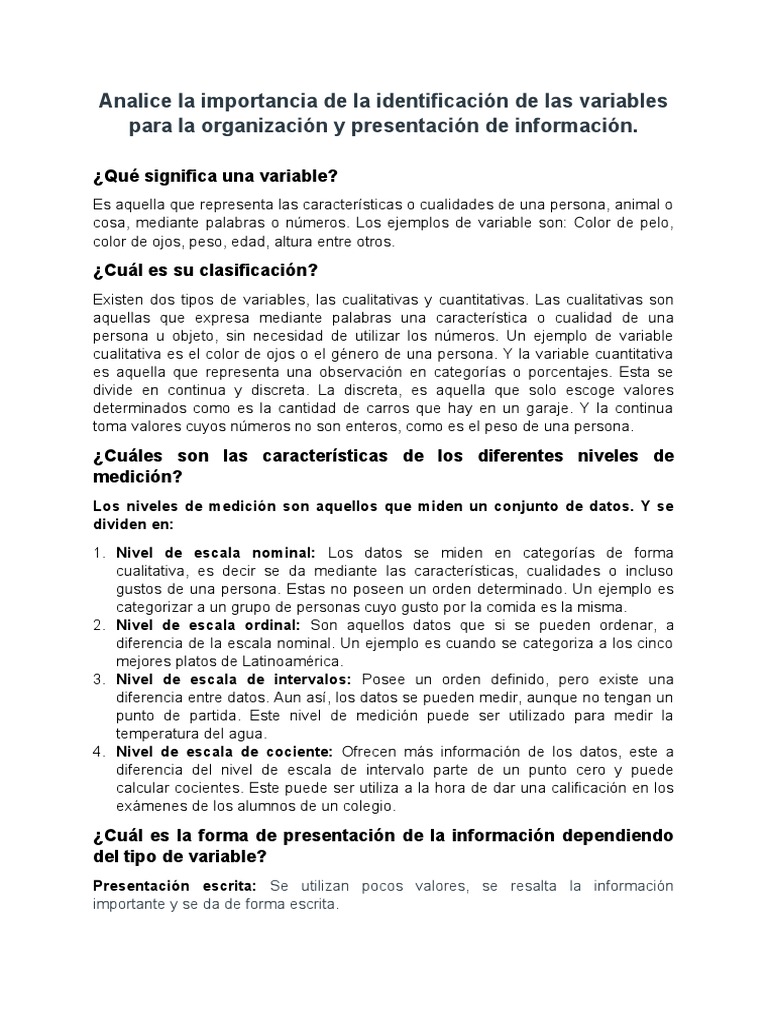 Importancia de las Variables en Estadística | PDF | Histograma | Nivel ...