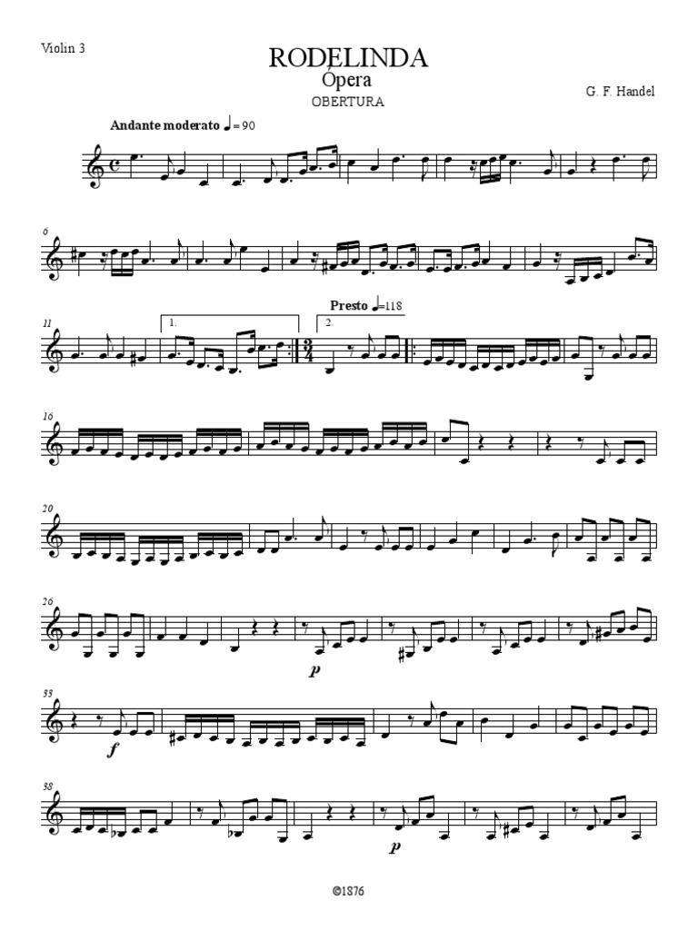 Rodelinda - Obertura - Handel Violin 3b | PDF
