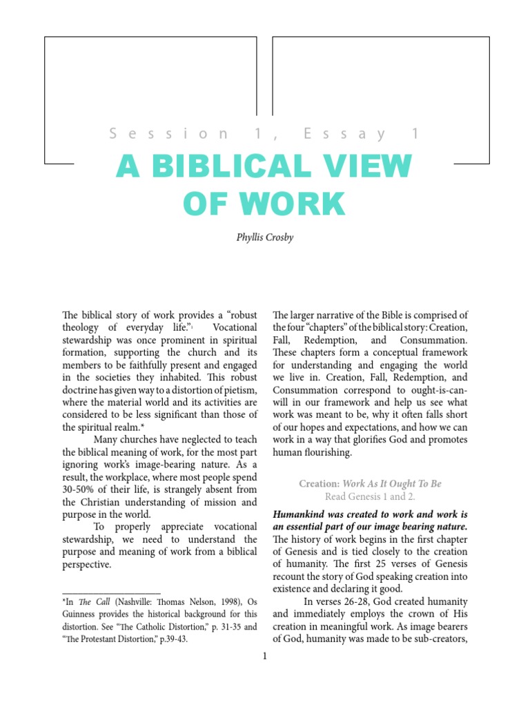 Biblical View of Work | PDF | Genesis Creation Narrative | God
