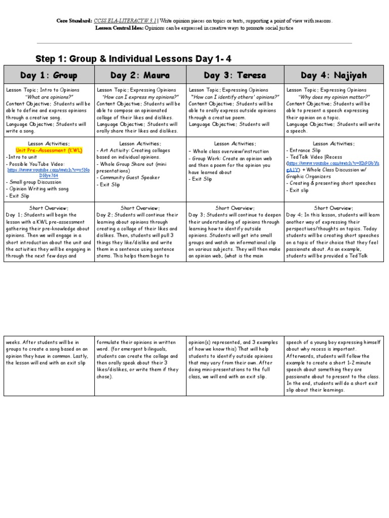 Tlsc-Sequence6nb - Updated Lesson Plan Implementation Map 1 | PDF | Vocabulary | Cognitive ...