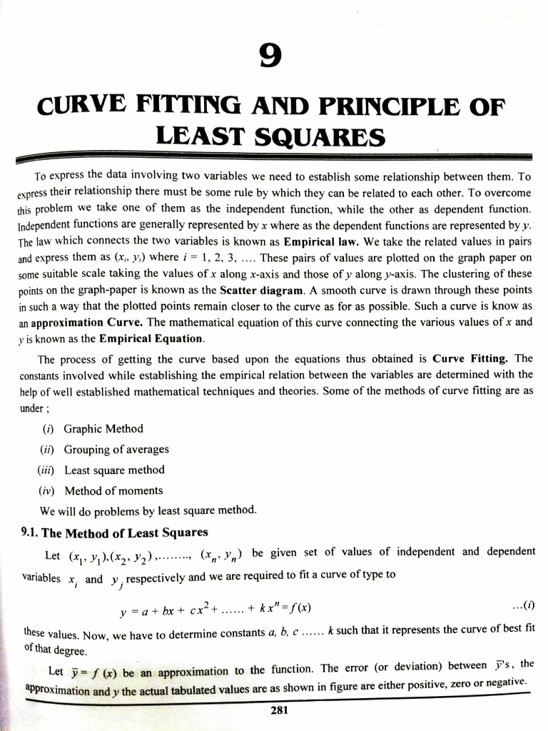 Ch. 9 Curve Fitting | PDF | Errors And Residuals | Least Squares Ch. 9 Curve Fitting | PDF | Errors And Residuals | Least Squares