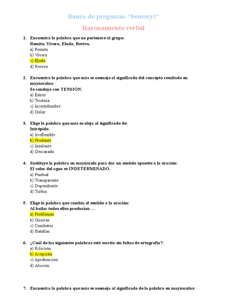 Banco de Preguntas SENESCYT | PDF