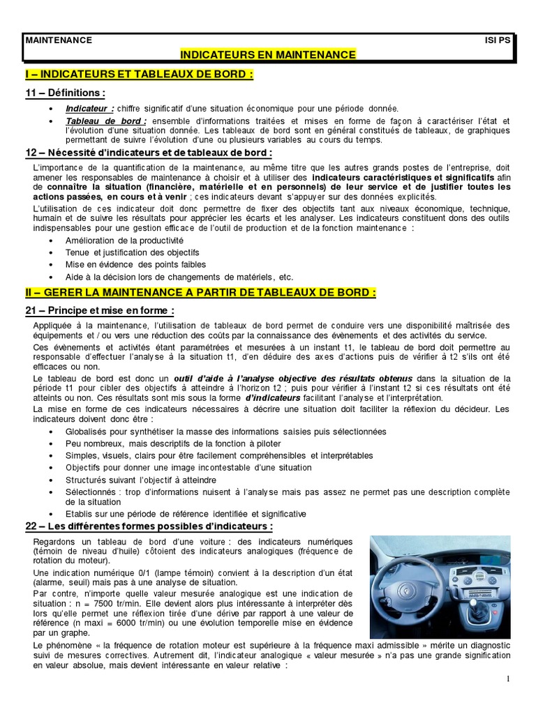 5 Indicateurs en Maintenance | PDF | Données | Business