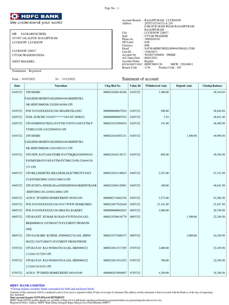 Home Credit Account Statement Summary | PDF | Financial Markets ...