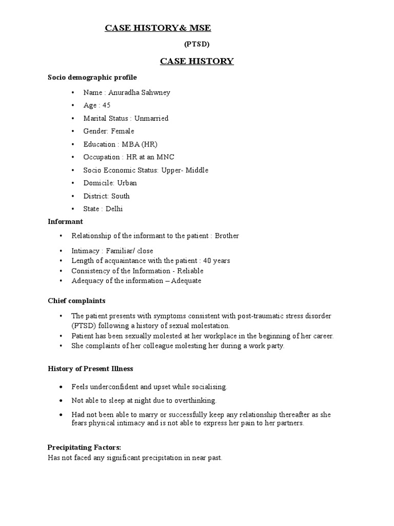Case Study 2 (PTSD) | PDF | Eye Movement Desensitization And ...