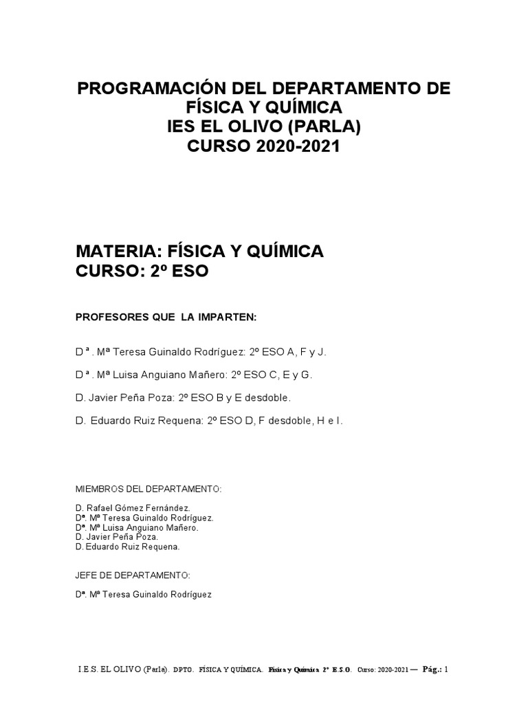 F¡sica y Qu¡mica 2 ESO | PDF | Mezcla | Gases