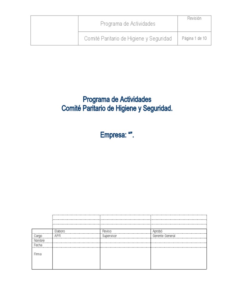 Formato Programa de Comite Paritario PDF | PDF