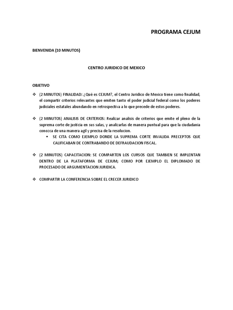 PROGRAMA CEJUM Cap1 | PDF | Judicaturas | México