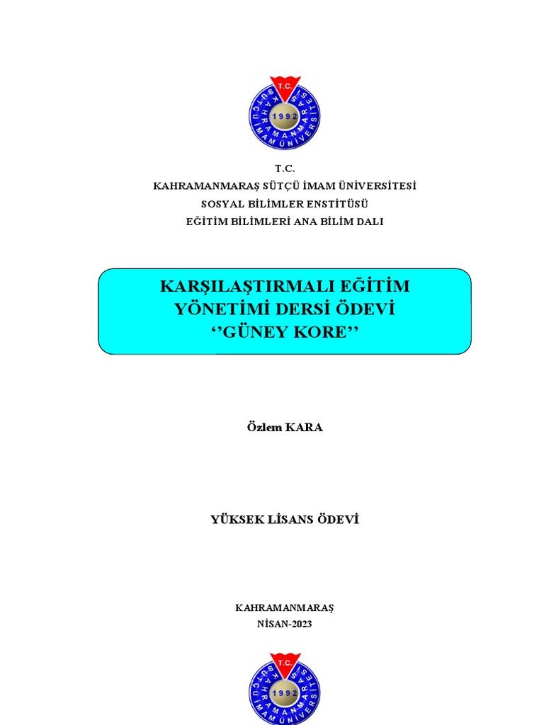 Karşılaştırmalı Eğitim - Guney - Kore - Odevi | PDF