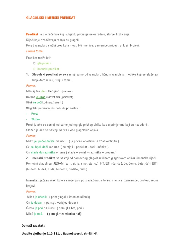 Glagolski I Imenski Predikat | PDF