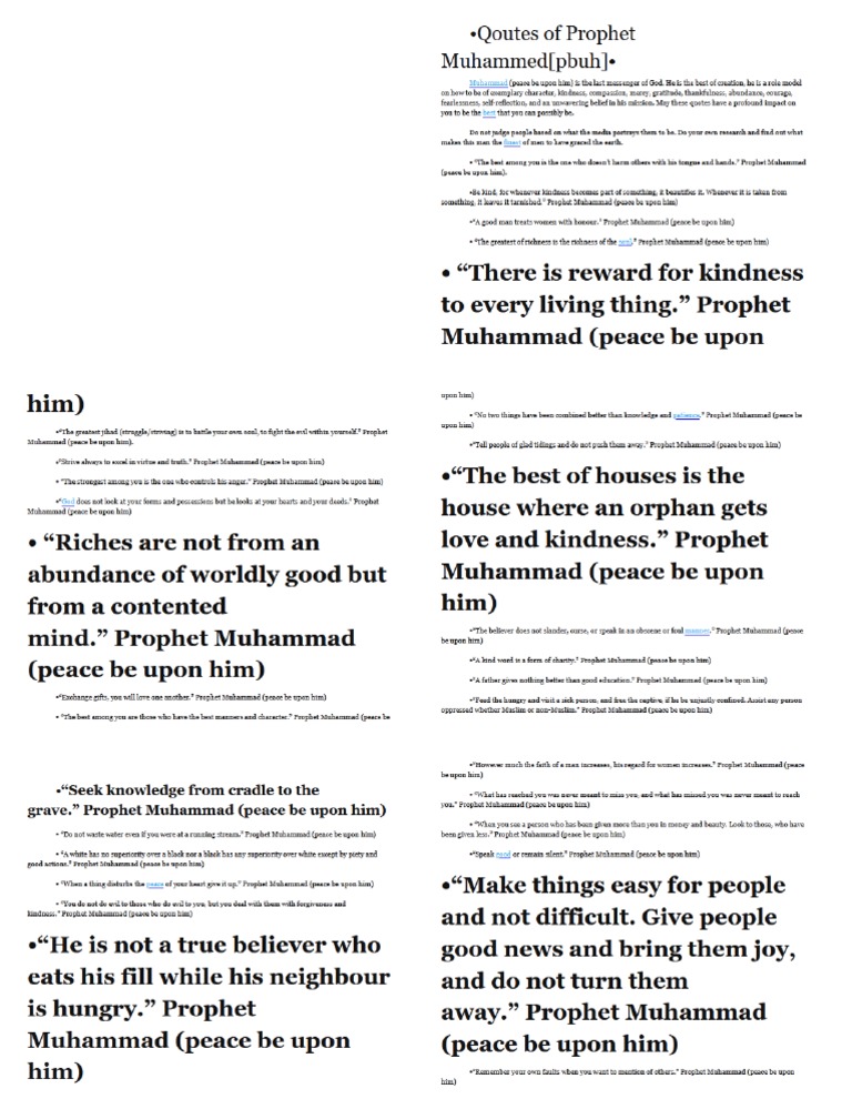 Quotes of Prophet Muhammed (Pbuh) by Mohammed Naseef | PDF | Muhammad ...