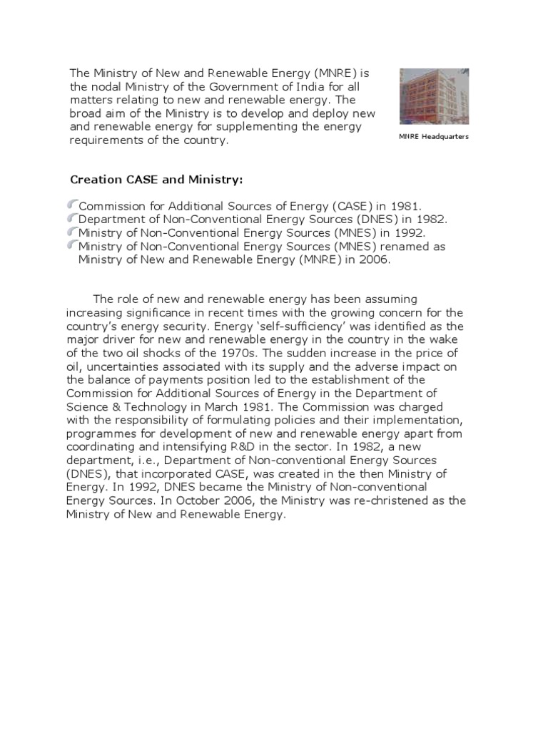 MNRE Headquarters | PDF