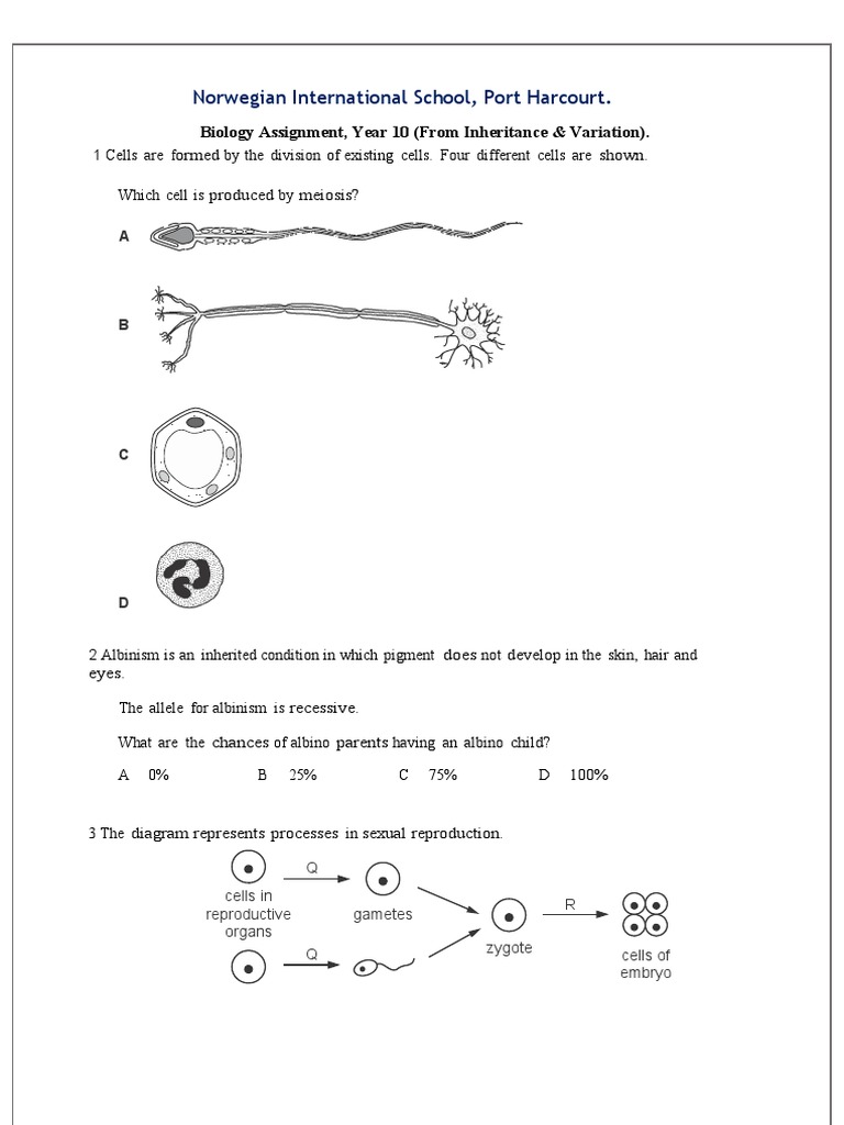 Assigment On Inheritance & Variation (MCQ) | PDF | Zygosity | Dominance ... Assigment On Inheritance & Variation (MCQ) | PDF | Zygosity | Dominance ...