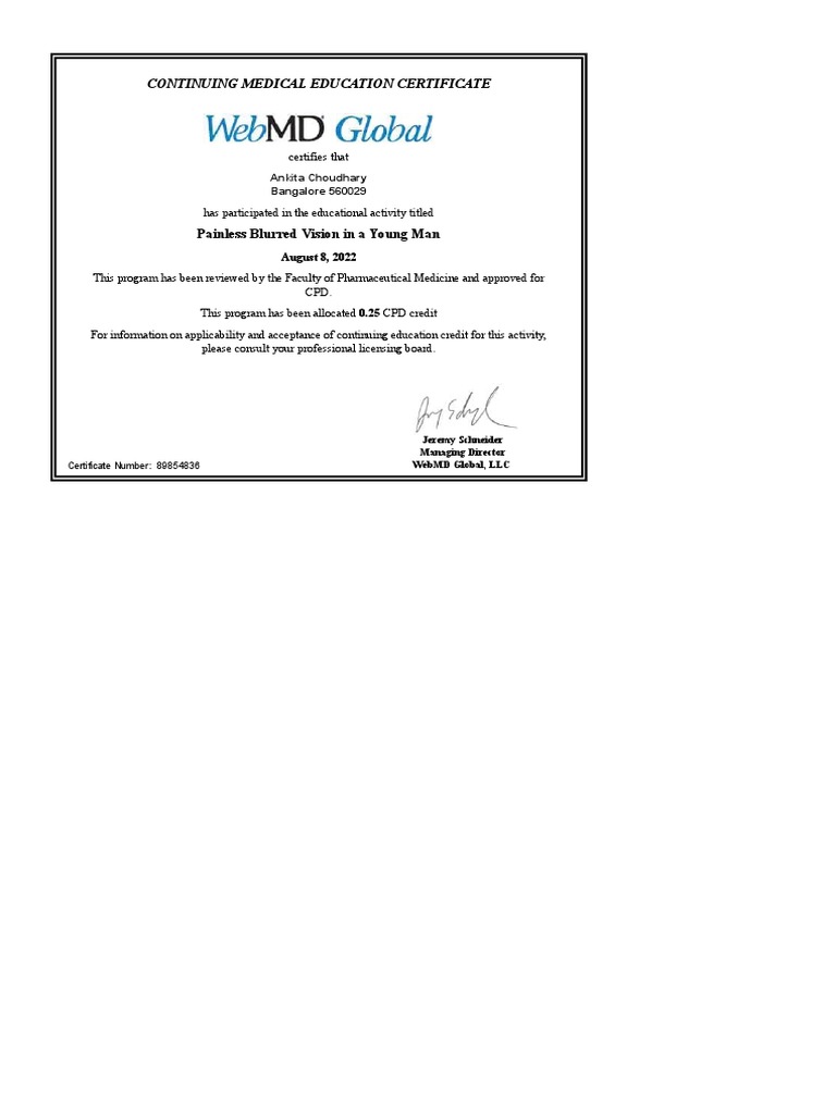 CME Certificate 1 | PDF
