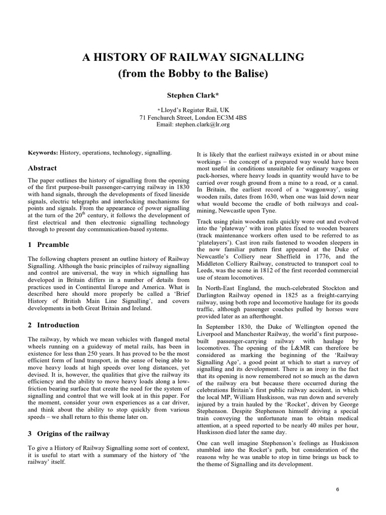 A History of Railway Signalling From The Bobby To The Balise (Stephen ...