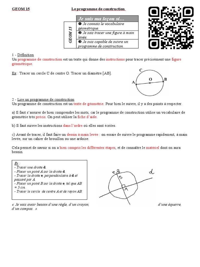 GEOM 15 Le Programme de Construction | PDF | Méthodes et références ...