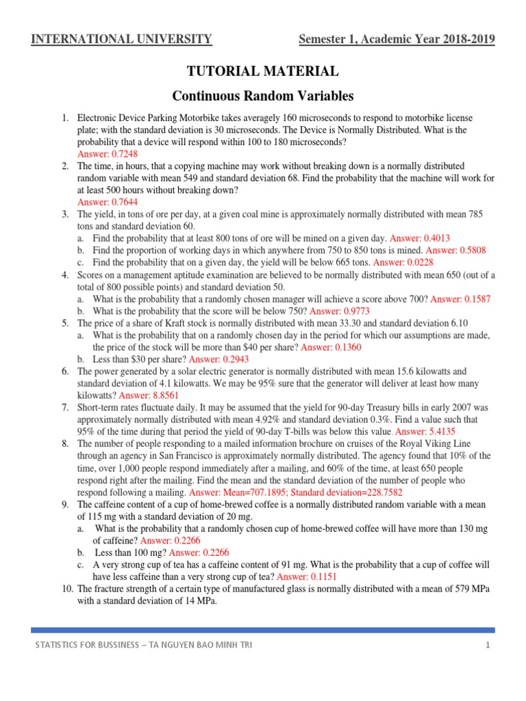 Chap 7 Exercises (Answer) | PDF | Normal Distribution | Standard Deviation