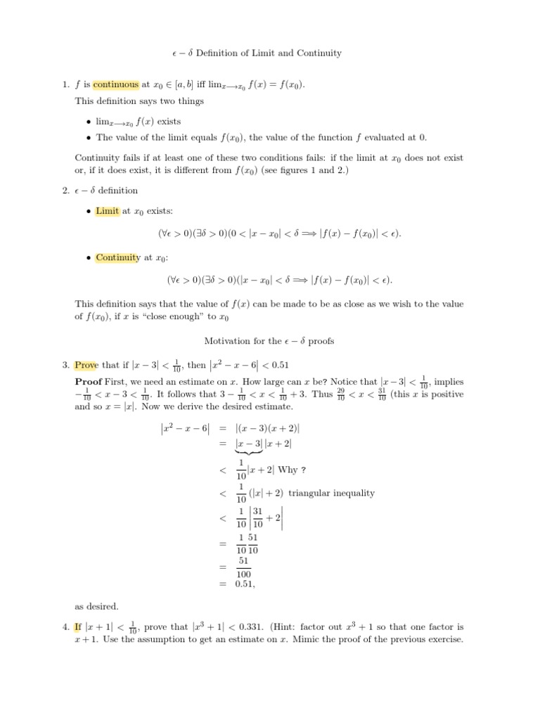 M3.1 Ε-δ Definition of Limit & Continuity | PDF | Continuous Function | Square Root