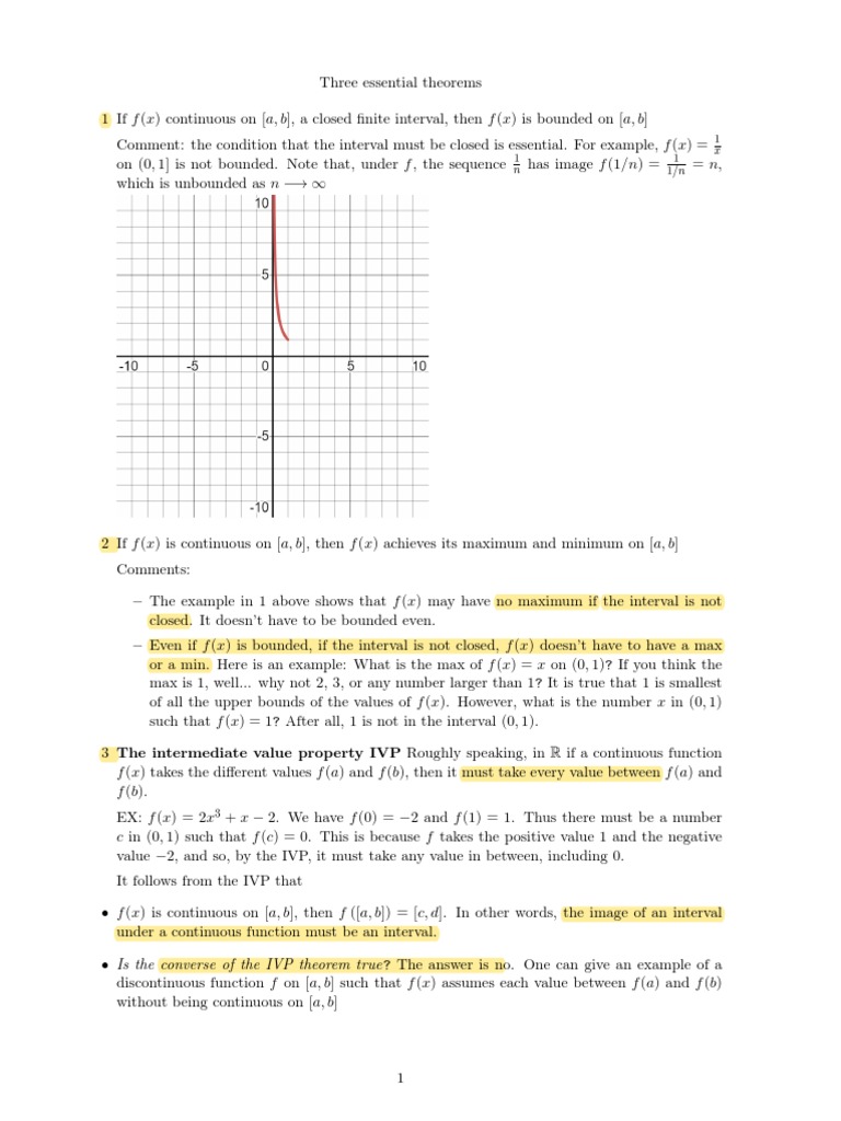 M4.2 Continuity Major Theorems | PDF | Continuous Function | Maxima And Minima