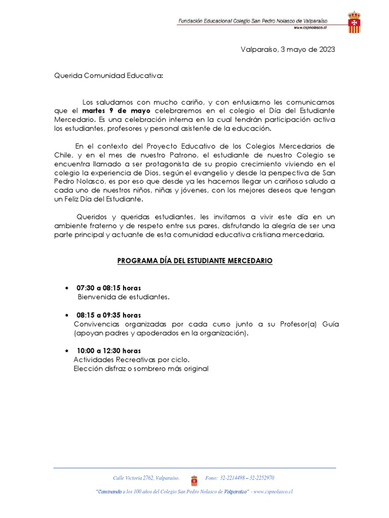 Circular Dia Del Estudiante 2023 | PDF