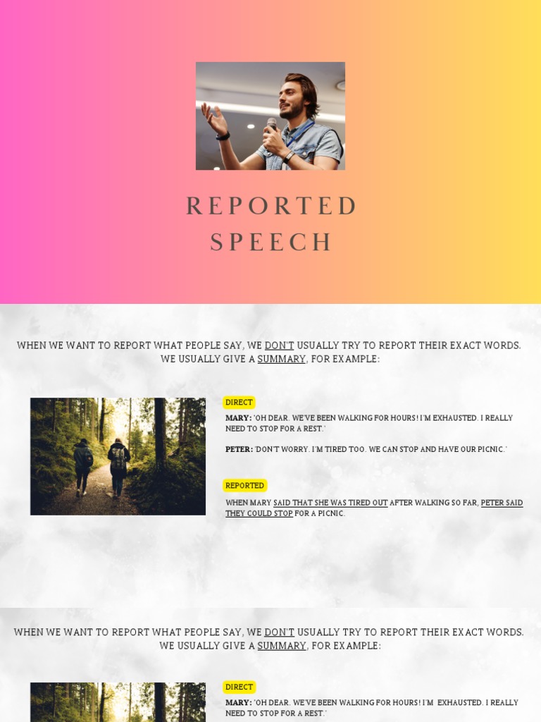 Reported Speech - Lesson | PDF | Semantic Units | Linguistics