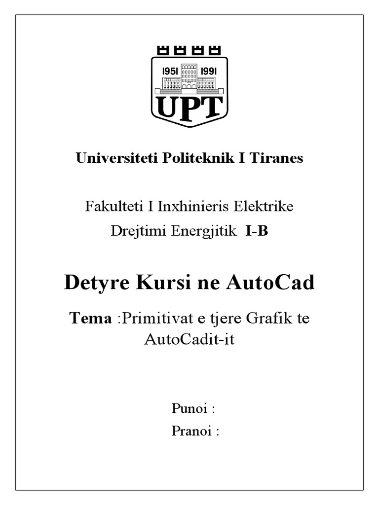 Detyre Kursi Ne Autocad: Universiteti Politeknik I Tiranes | PDF | Geometry | Elementary Geometry