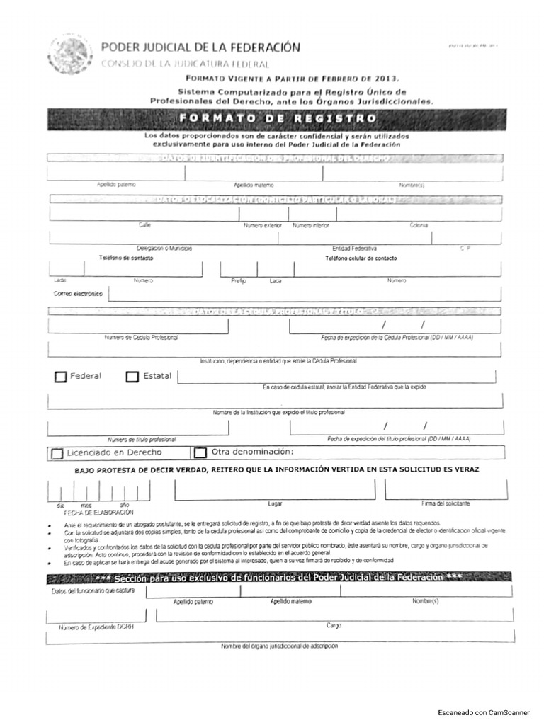 Formato para Registro de Cédula | PDF