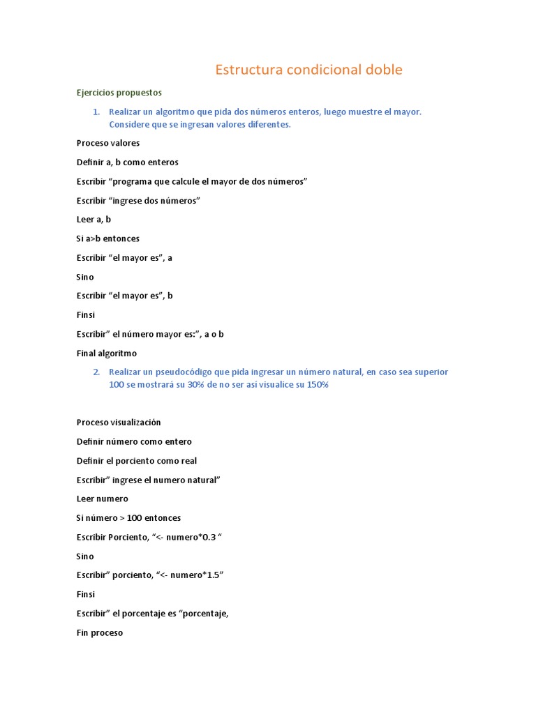 Estructura Condicional Doble | PDF