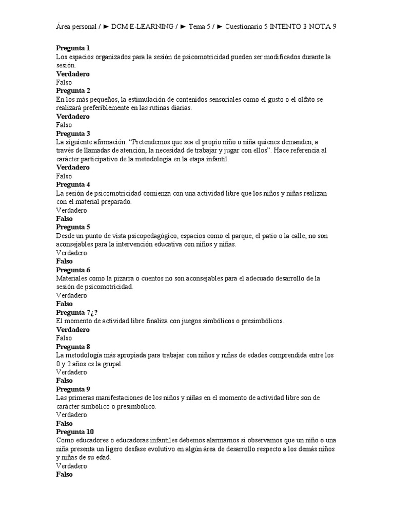 DCM Tema 5 Cuestionario 5 Intento 3 Nota 9 | PDF