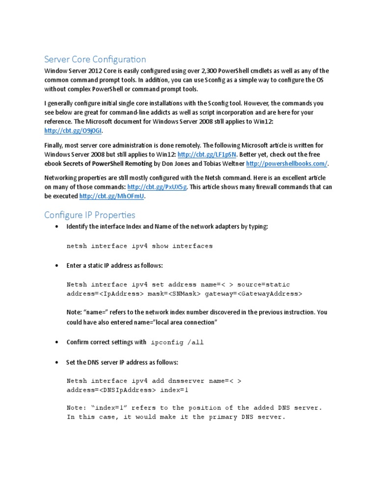 Server Core Configuration | PDF | Command Line Interface | Computer Science