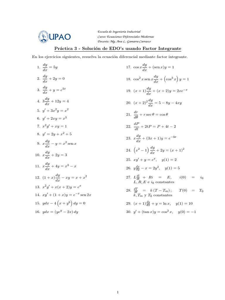 Practica 3 Factor Integrante | PDF