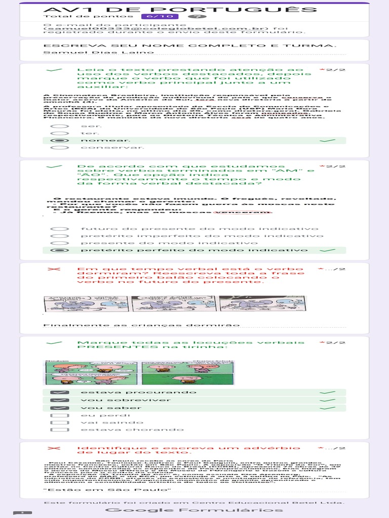 Av1 de Português | PDF