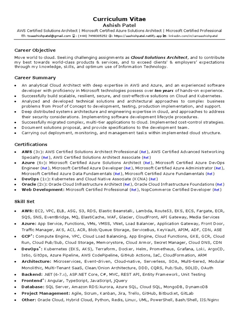 CV (Ashish Patel) | PDF | Cloud Computing | Microsoft Azure