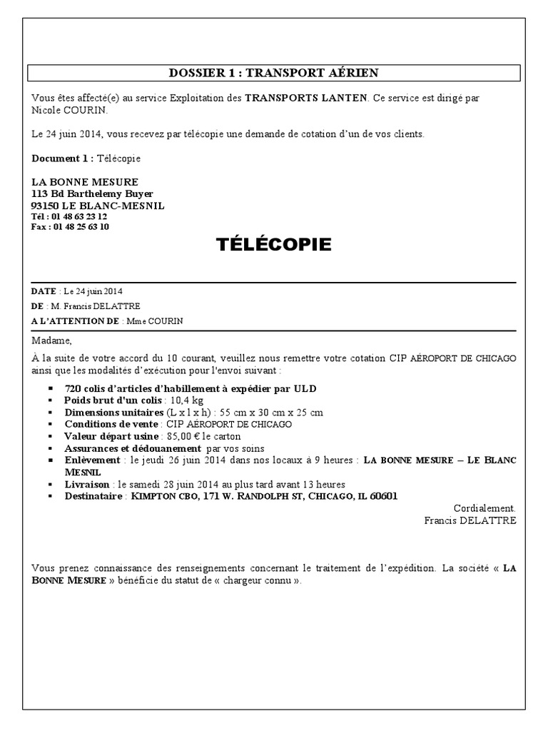 Demande de cotation transport aérien | PDF | Gestion de la chaîne ...