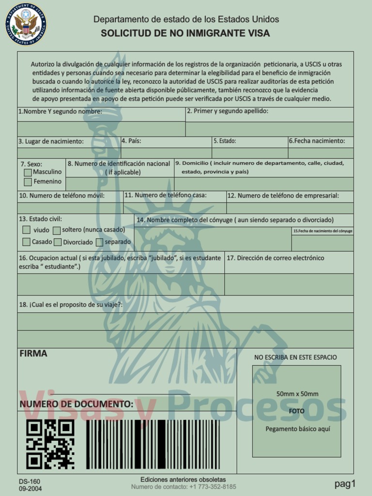 Formulario DS-160 Spanish | PDF