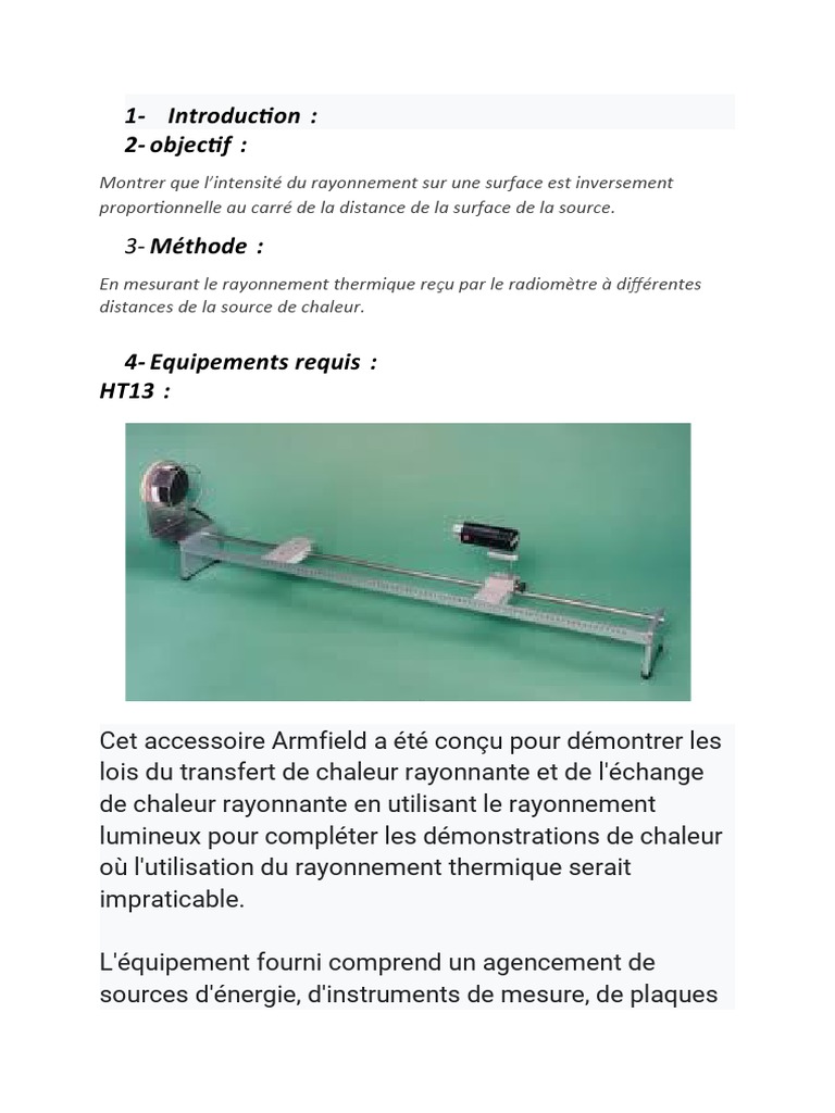 TP Rayonnement 1 | Descargar gratis PDF | Chaleur | Transfert thermique