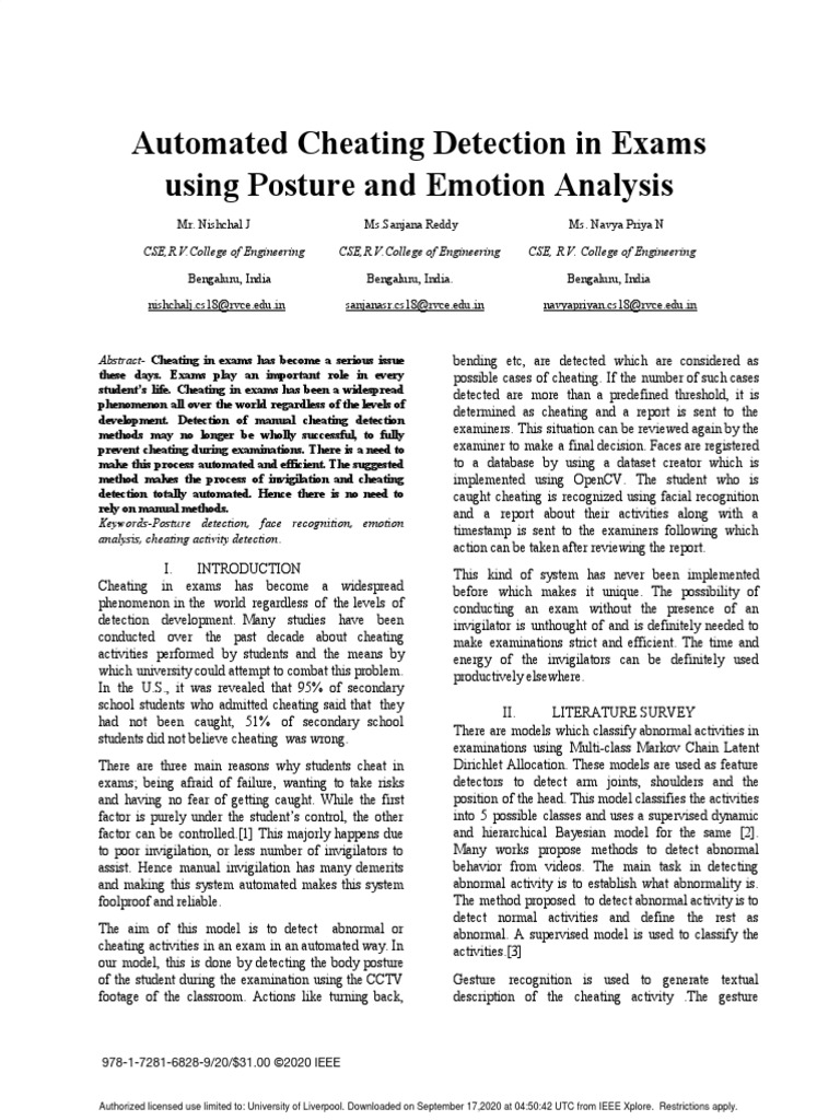 Automated Cheating Detection in Exams Using Posture and Emotion ...