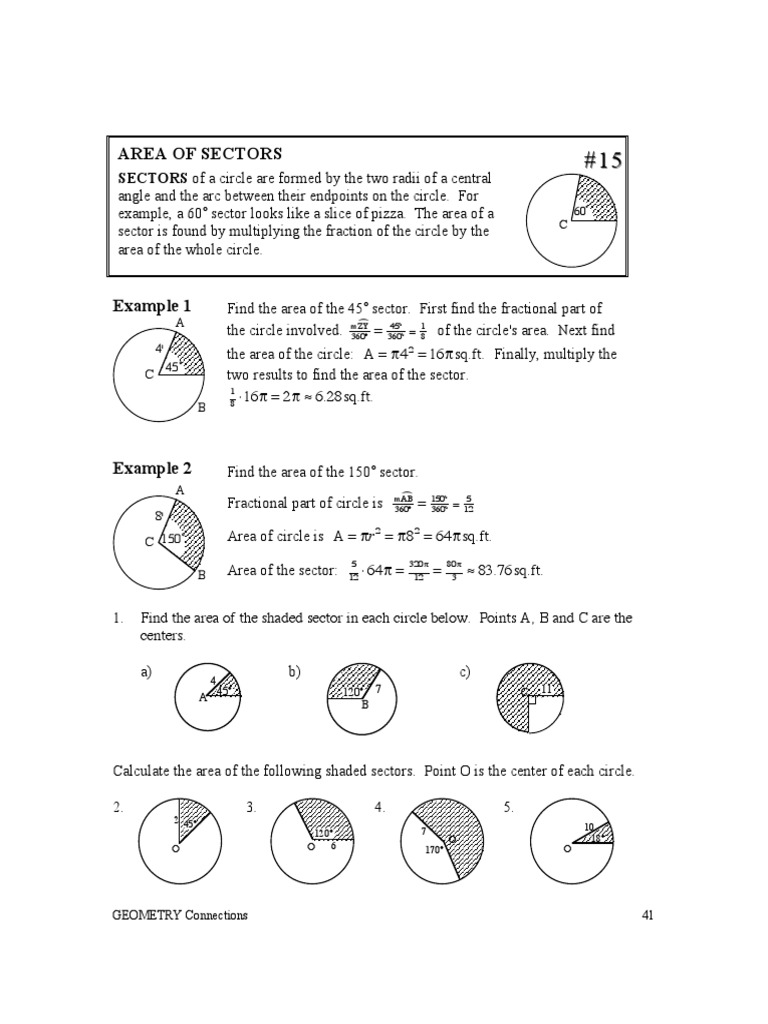 Worksheet - Area of Sectors - Extra Practice With KEY | PDF | Area | Circle