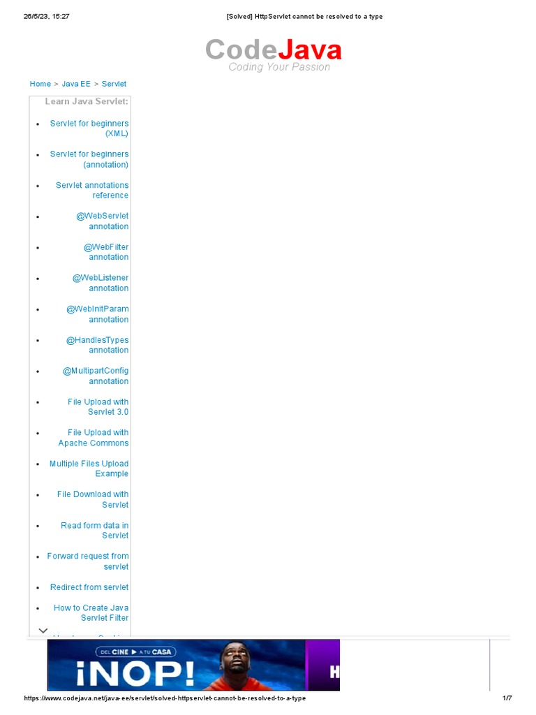 Solved Ervlet Cannot Be Resolved To A Type Pdf Java